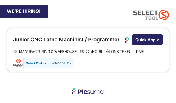 Junior CNC Lathe Machinist / Programmer @ Select Tool Inc. | Select ...